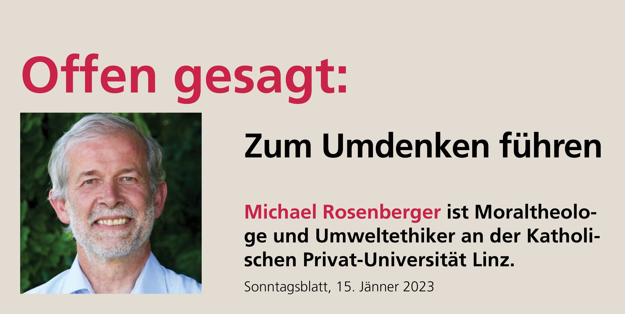 Offen gesagt - Michael Rosenberger: Zum Umdenken führen - Steiermark ...